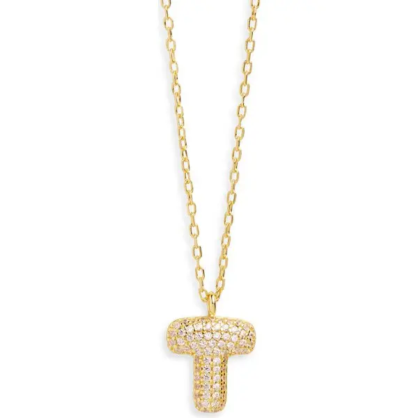 Argento Vivo Cubic Zirconia Initial Pendant Necklace - Gold - T