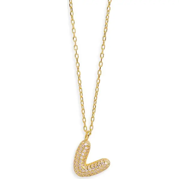 Argento Vivo Cubic Zirconia Initial Pendant Necklace - Gold - V
