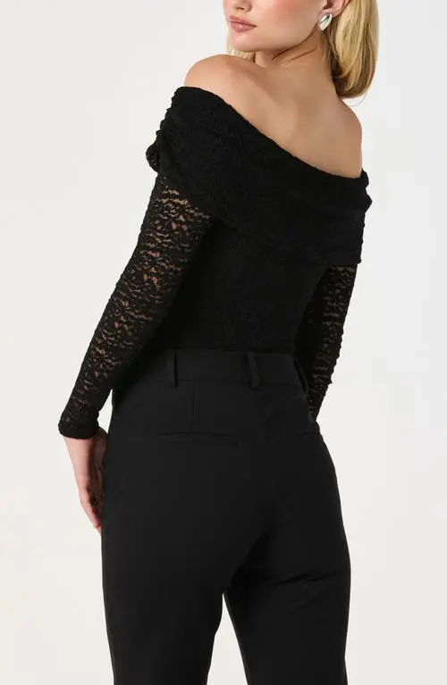 Astr The Label Off-the-shoulder Lace Top With Corset Seams