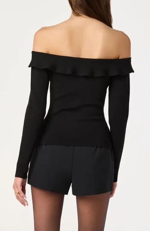 Astr The Label Heart Button Off-the-shoulder Sweater