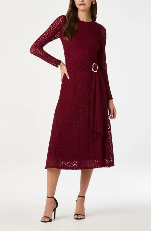 chinese dress ladies Long Sleeve Corded Midi Dress