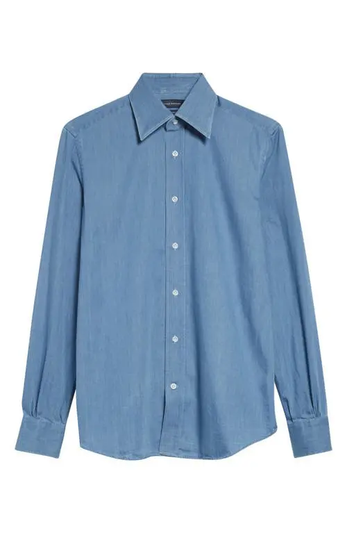 Thom Sweeney Lecce Point Collar Denim Button-up Shirt