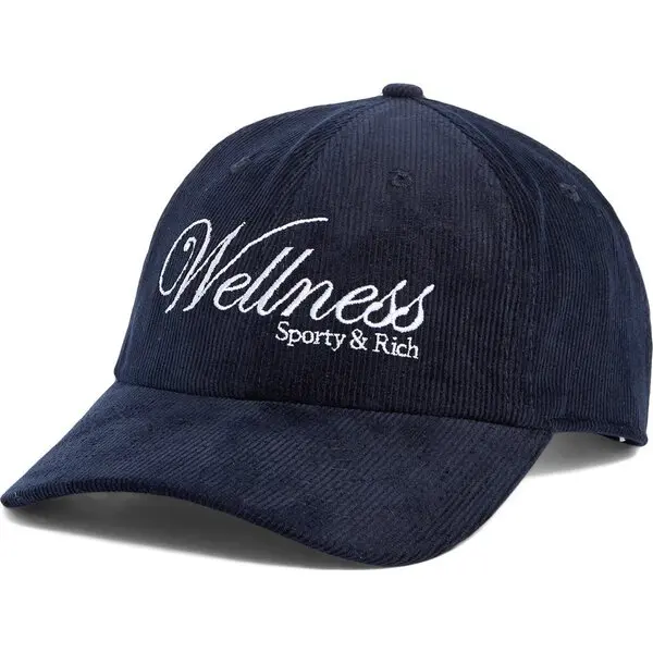 SPORTY & RICH Soho Wellness Corduroy Baseball Cap - Dark Navy