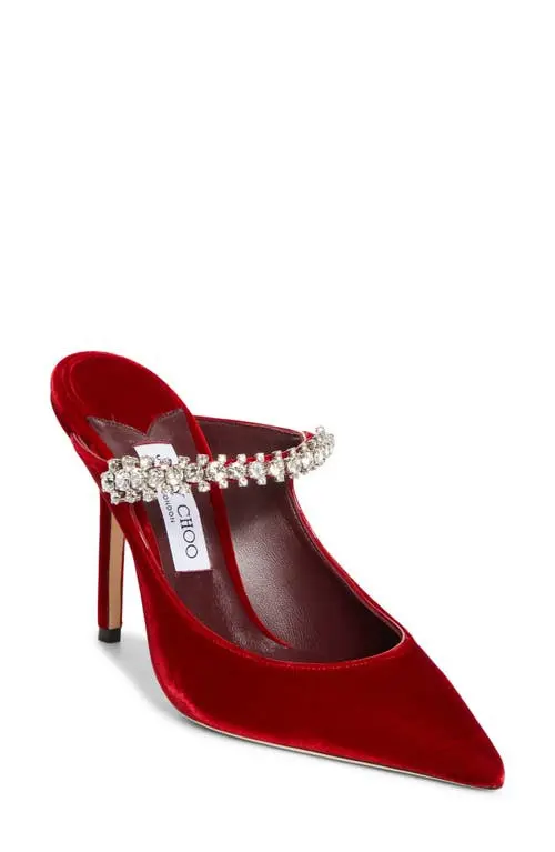 JIMMY CHOO Bing Crystal-embellished Satin Mules
