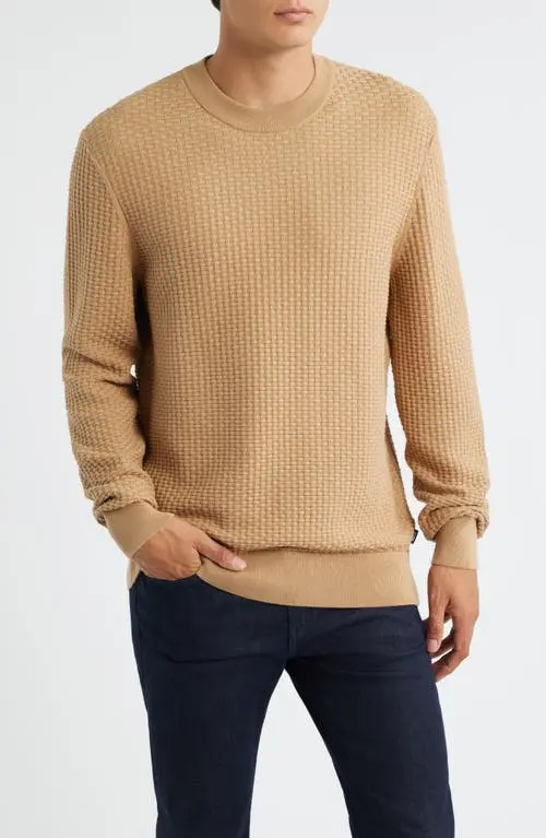 BOSS Imberto Textured Crewneck Sweater - Medium Beige