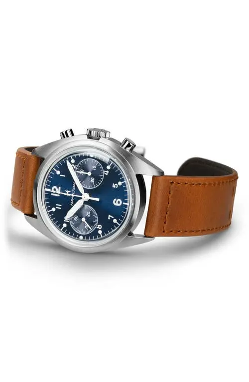 Hamilton Khaki Aviation Pilot Pioneer Leather Strap Watch