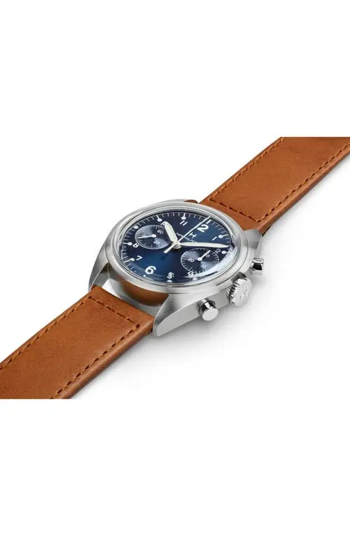Hamilton Khaki Aviation Pilot Pioneer Leather Strap Watch