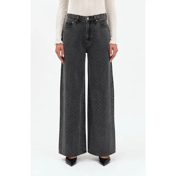 DAZE The Wanderer Rhinestone Wide Leg Jeans