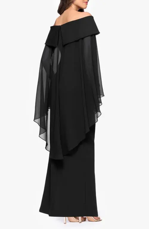 XSCAPE EVENINGS Off-the-shoulder Capelet Cocktail Dress