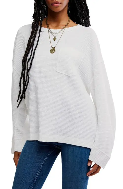 Free People Cotton Thermal Knit Top - Ivory