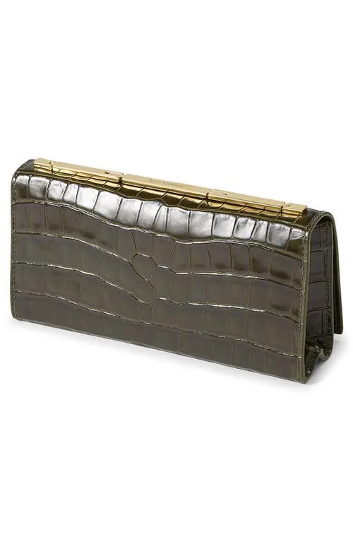 Veronica Beard Barre Croc Embossed Leather Clutch