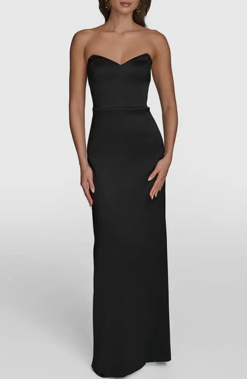 Donna Karan New York Strapless Satin Gown - Black