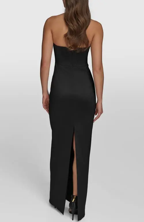 Donna Karan New York Strapless Satin Gown - Black