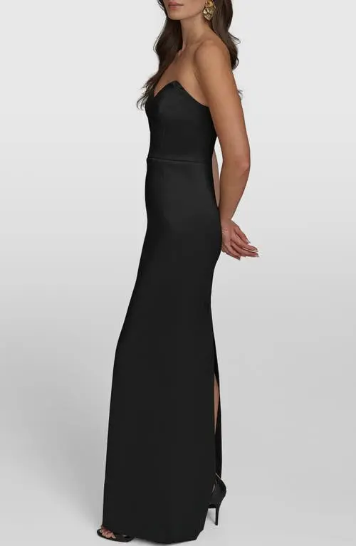 Donna Karan New York Strapless Satin Gown - Black