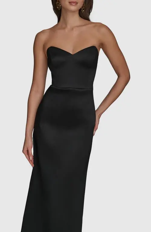 Donna Karan New York Strapless Satin Gown - Black