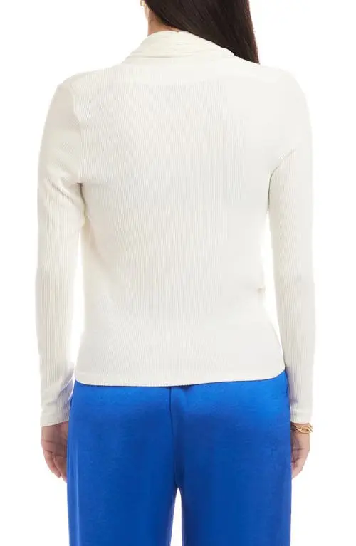 Karen Kane Drape Crossover Rib Top - Off White