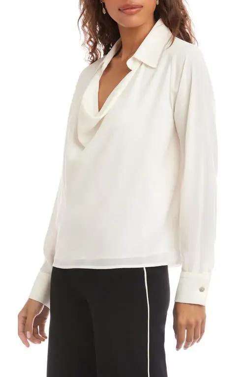 Karen Kane Collared Cowl Neck Top - Cream