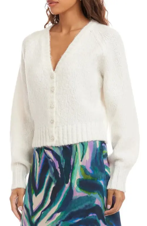 Karen Kane Pearl Button Cardigan - Off White