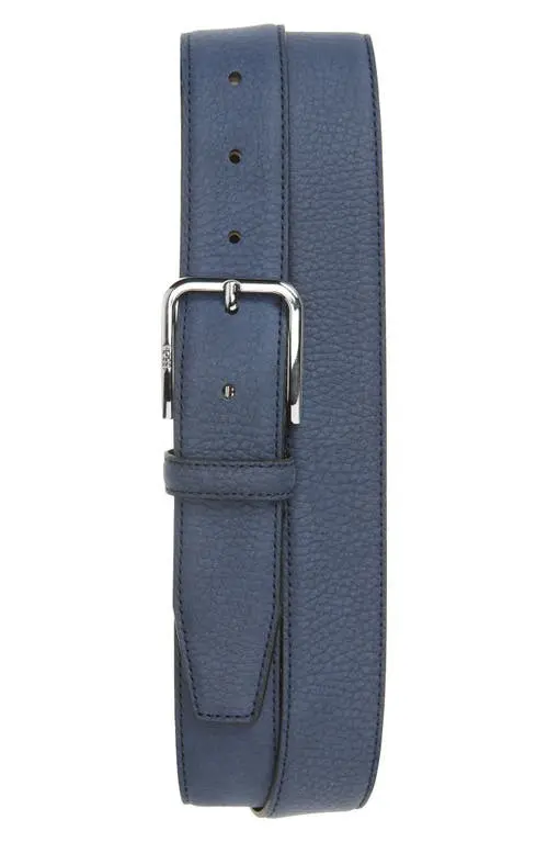 BOSS Madison Leather Belt - Navy
