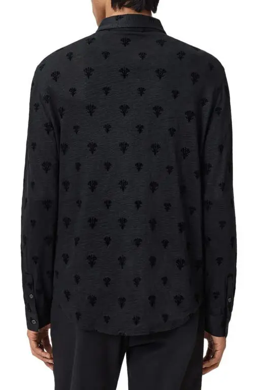 John Varvatos Anselmo Flocked Modal Knit Button-up Shirt