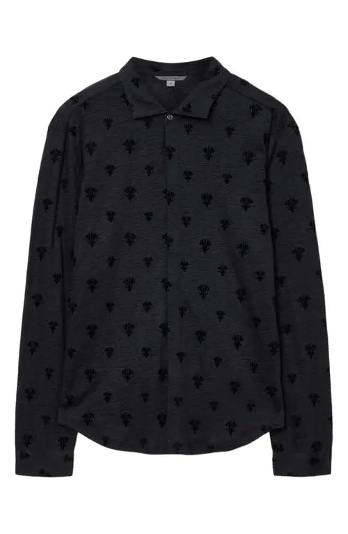 John Varvatos Anselmo Flocked Modal Knit Button-up Shirt