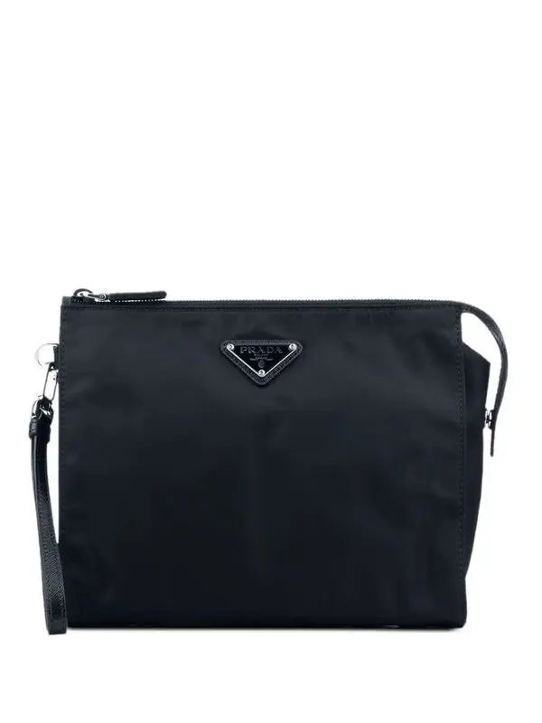 Prada Re-nylon And Saffiano Leather Necessaire Bag - Black
