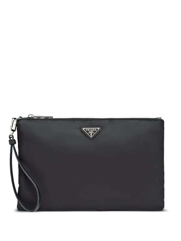 Prada Re-nylon And Saffiano Leather Pouch - Black