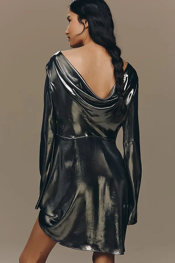 Anthropologie Long-Sleeve Metallic Mini Dress In Silver - 87% Off |  Editorialist