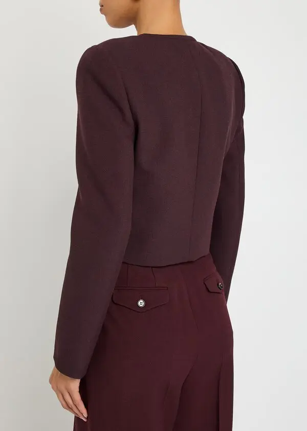 Chloé Darted Cropped Wool Jacket - Purple