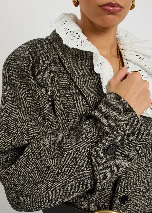 Chloé Herringbone Peplum Wool-blend Jacket