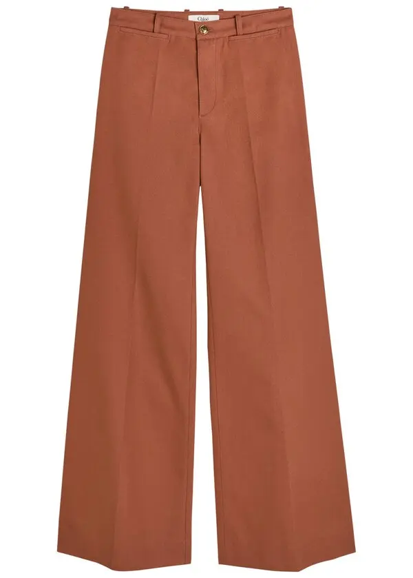 Chloé Flared-leg Canvas Trousers - Light Brown