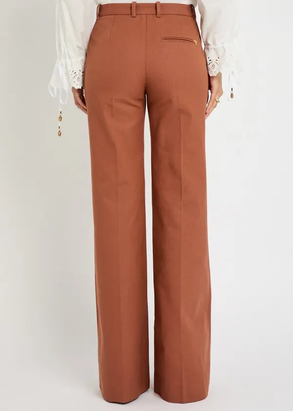 Chloé Flared-leg Canvas Trousers - Light Brown