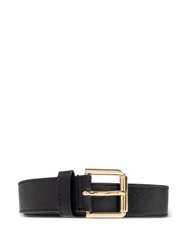 Givenchy Calf Leather Belt With Gold-tone Buckle - Black