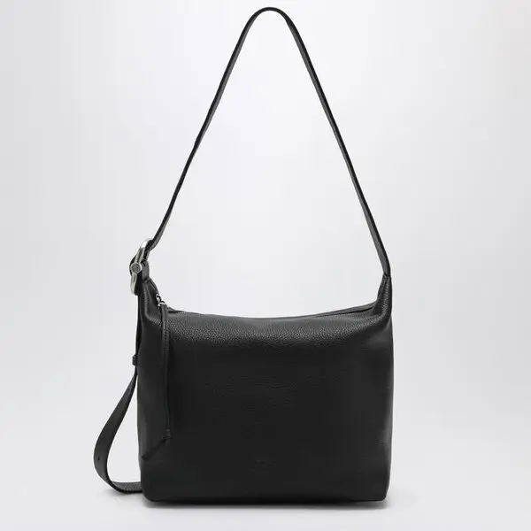 Loewe Loop Hobo Bag In Grained Calfskin - Black