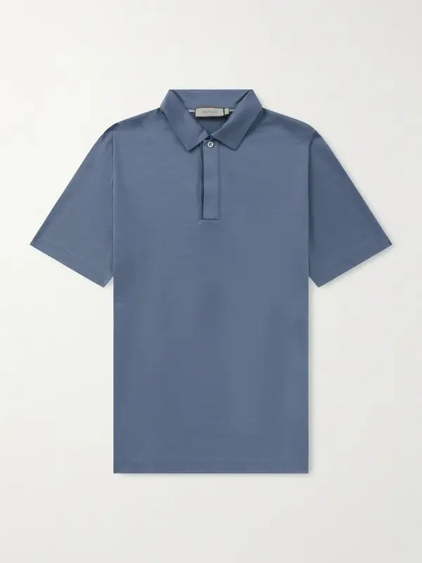 Canali Cotton-jersey Polo Shirt - Blue