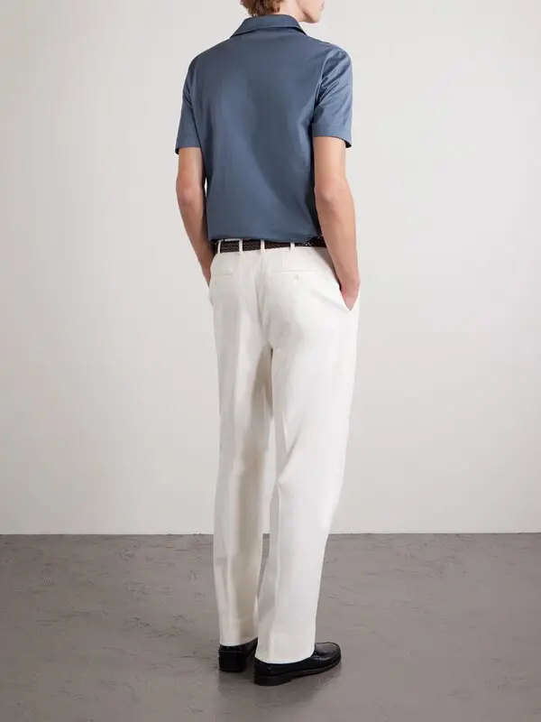 Canali Cotton-jersey Polo Shirt - Blue