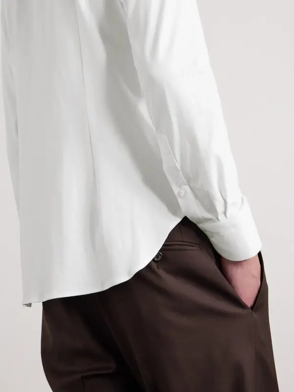Canali Travel Slim-fit Cutaway-collar Stretch-cotton Jersey Shirt