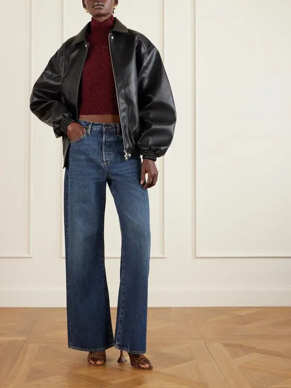FRAME The Loose Low-rise Wide-leg Jeans - Blue