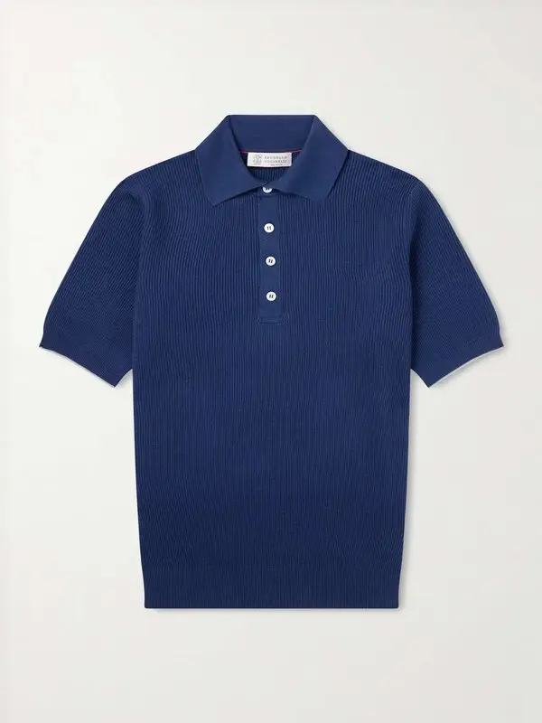 Brunello Cucinelli Ribbed Cotton Polo Shirt