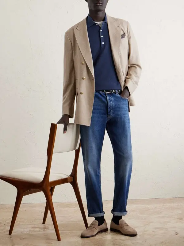 Brunello Cucinelli Ribbed Cotton Polo Shirt