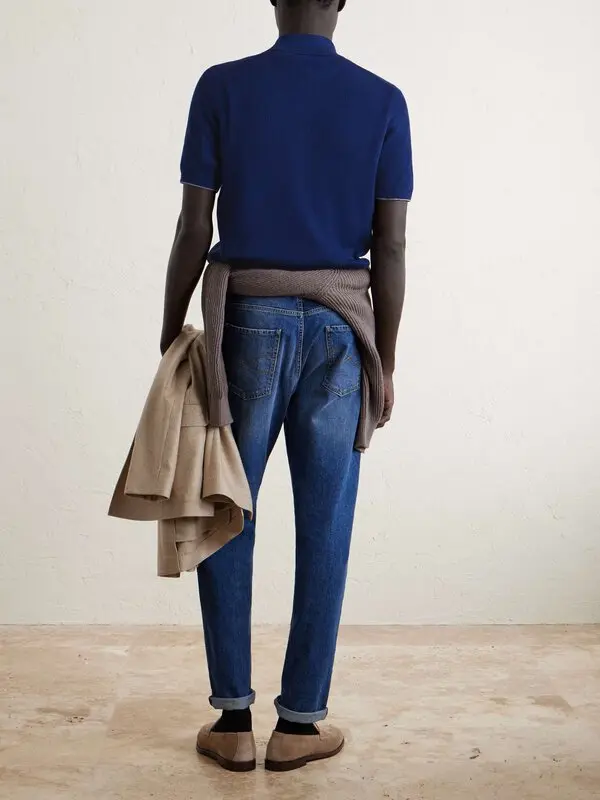 Brunello Cucinelli Ribbed Cotton Polo Shirt