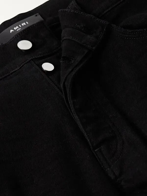 Amiri Mx1 Skinny-fit Leather-paneled Distressed Jeans