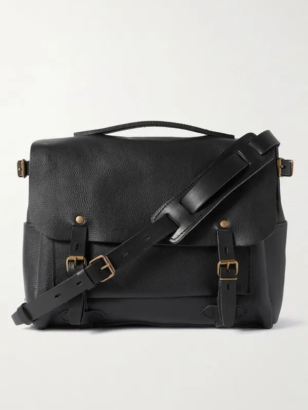 BLEU DE CHAUFFE Clair Full-grain Leather Messenger Bag - Black