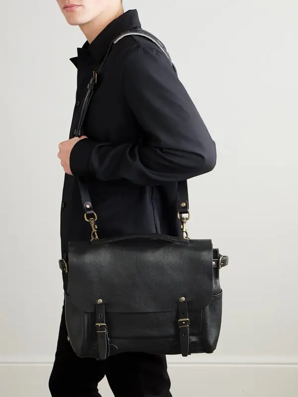BLEU DE CHAUFFE Clair Full-grain Leather Messenger Bag - Black