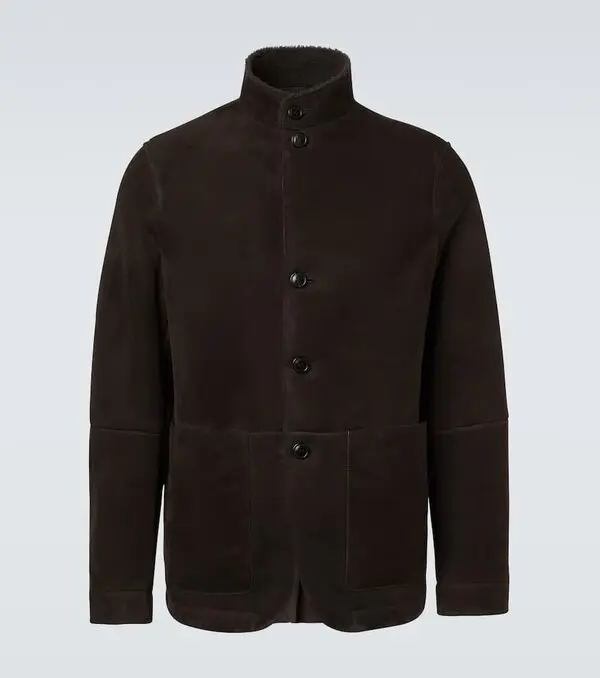 Zegna Il Conte Shearling-trimmed Suede Jacket - Brown