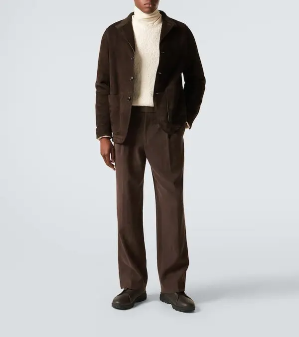 Zegna Il Conte Shearling-trimmed Suede Jacket - Brown
