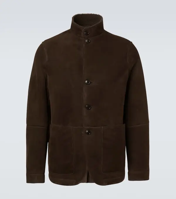 Zegna Il Conte Shearling-trimmed Suede Jacket - Brown