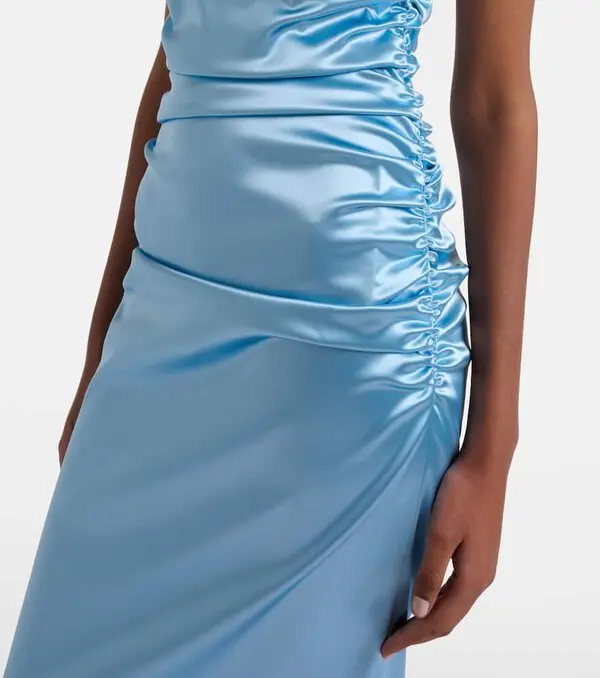 Dolce & Gabbana Ruched Satin Cocktail Dress - Blue