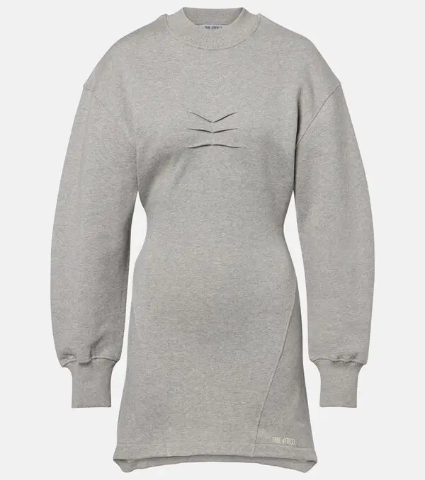 Attico Cotton Jersey Hooded Wrap Dress - Grey