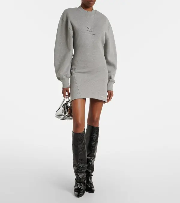 Attico Cotton Jersey Hooded Wrap Dress - Grey